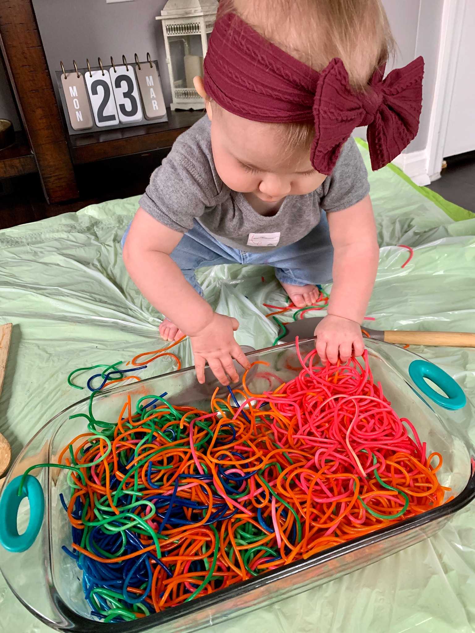 Colored, Cooked Spaghetti - Mama Bear University